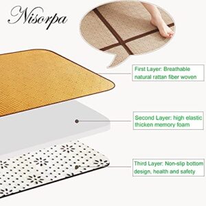 Nisorpa 71'' x 71'' Japanese Rug Tatami Rug Mat 0.47'' Thick Japanese Floor Mattress Rattan Non-Slip Breathable Memory Foam Area Rug Bedroom Sleeping Crawling Playmat Japanese Tatami Mat, Brown