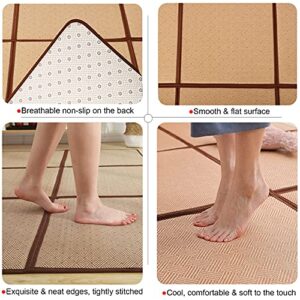 Nisorpa 71'' x 71'' Japanese Rug Tatami Rug Mat 0.47'' Thick Japanese Floor Mattress Rattan Non-Slip Breathable Memory Foam Area Rug Bedroom Sleeping Crawling Playmat Japanese Tatami Mat, Brown