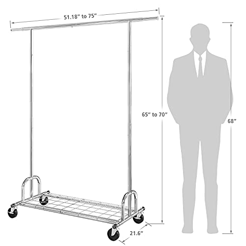 Raybee Clothes Rack, Heavy Duty Clothing Rack Load 460LBS, Commercial Grament Rack Heavy Duty Rolling Clothes Racks for Hanging Clothes Rack, Collapsible ＆ Portable Clothes Rack with Wheels