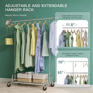 Raybee Clothes Rack, Heavy Duty Clothing Rack Load 460LBS, Commercial Grament Rack Heavy Duty Rolling Clothes Racks for Hanging Clothes Rack, Collapsible ＆ Portable Clothes Rack with Wheels