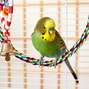 Weewooday 2 Pieces Toy Bird Rope Perches Climbing Rope Bungee Bird Toys Rope Perch Stand Cage Rope Comfy Perch Parrot Toys for Parrot, Parakeets Cockatiels, Conures (21.6 Inch)