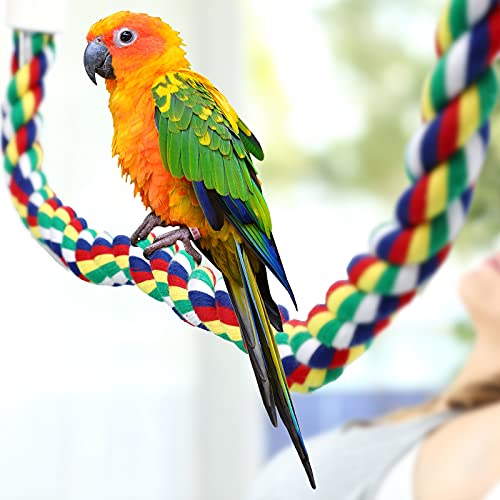 Weewooday 2 Pieces Toy Bird Rope Perches Climbing Rope Bungee Bird Toys Rope Perch Stand Cage Rope Comfy Perch Parrot Toys for Parrot, Parakeets Cockatiels, Conures (21.6 Inch)