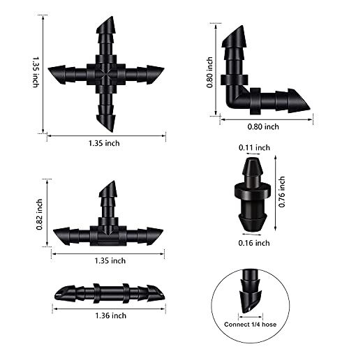 60 Pieces Drip Irrigation 1/4" Barbed Tubing End Plugs,Barbed Connectors End Cap for Drip or Sprinkler Systems