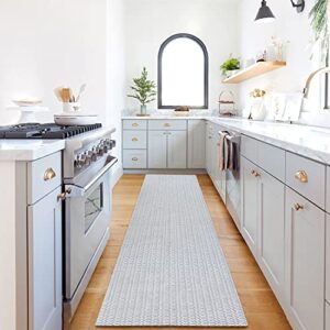 iohouze boho kitchen runner rug -2'x8' cotton woven indoor outdoor carpet rugs mats,light grey runners for hallways, machine washable runner rug for kitchen bedroom living room laundry entryway