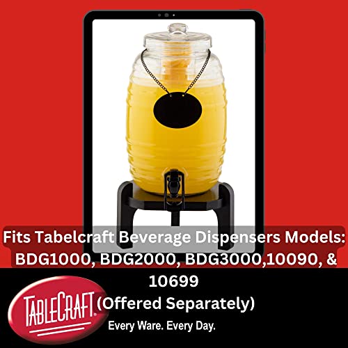 Tablecraft Stand Base for Glass Beverage Dispensers, Wooden Black Painted Pinewood, Fits Tablecraft Glass Beverage Dispensers BDG1000, BDG2000, BDG3000,10090, & 10699, 10" x 5.75"