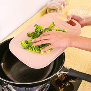 Cutting Board for Kitchen, Eco Wheat Straw Chopping Boards with Juice Grooves and Easy Grip Handle, Dishwasher Safe,Non Scratch (pink)