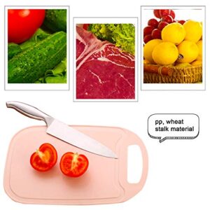 Cutting Board for Kitchen, Eco Wheat Straw Chopping Boards with Juice Grooves and Easy Grip Handle, Dishwasher Safe,Non Scratch (pink)