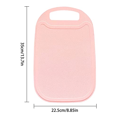 Cutting Board for Kitchen, Eco Wheat Straw Chopping Boards with Juice Grooves and Easy Grip Handle, Dishwasher Safe,Non Scratch (pink)