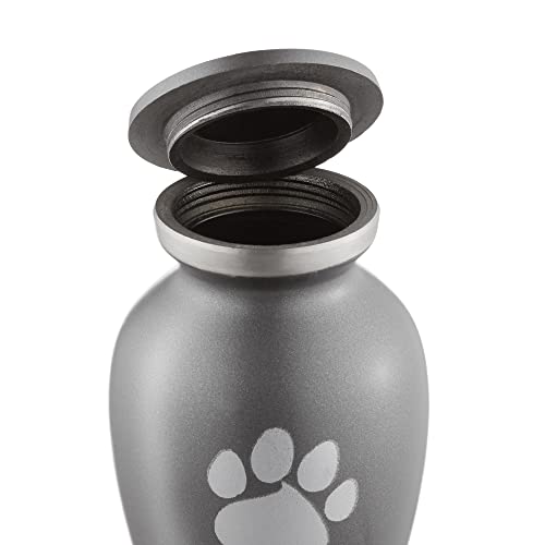 Reminded Pet Cremation Urns for Dog and Cat Ashes, Memorial Paw Print Urn - Extra Small Keepsake Gray