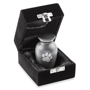 reminded pet cremation urns for dog and cat ashes, memorial paw print urn - extra small keepsake gray