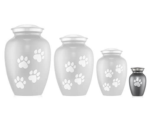 Reminded Pet Cremation Urns for Dog and Cat Ashes, Memorial Paw Print Urn - Extra Small Keepsake Gray