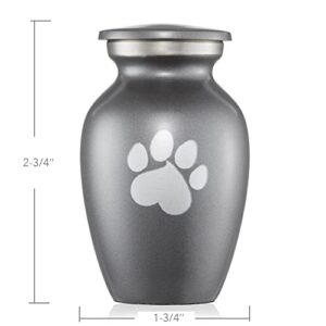 Reminded Pet Cremation Urns for Dog and Cat Ashes, Memorial Paw Print Urn - Extra Small Keepsake Gray