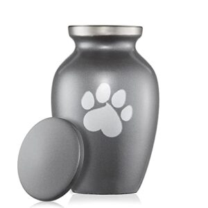 Reminded Pet Cremation Urns for Dog and Cat Ashes, Memorial Paw Print Urn - Extra Small Keepsake Gray