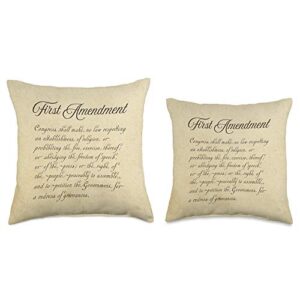 First Amendment US Constitution First Amendment United States Constitution Throw Pillow, 16x16, Multicolor