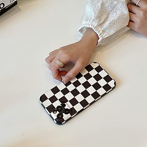 Compatible with iPhone 12 Pro Max Buffalo Plaid Black and White Phone Case,Grid Checkerboard Leather Soft Flexible TPU Anti Scratch Shock-Proof Protective Cover(Iphone12pro max)