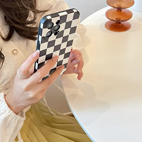 Compatible with iPhone 12 Pro Max Buffalo Plaid Black and White Phone Case,Grid Checkerboard Leather Soft Flexible TPU Anti Scratch Shock-Proof Protective Cover(Iphone12pro max)