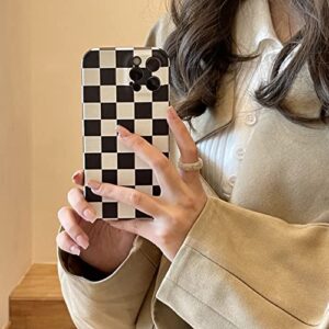 Compatible with iPhone 12 Pro Max Buffalo Plaid Black and White Phone Case,Grid Checkerboard Leather Soft Flexible TPU Anti Scratch Shock-Proof Protective Cover(Iphone12pro max)