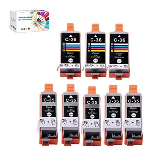 Compatible PGI-35 CLI-36 Ink Cartridge Replacement for Canon 35 36 PGI35 CLI36 Ink Work with Canon Pixma iP110 iP100 TR150 Printer (5BK, 3C)