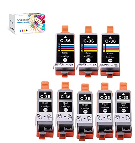 Compatible PGI-35 CLI-36 Ink Cartridge Replacement for Canon 35 36 PGI35 CLI36 Ink Work with Canon Pixma iP110 iP100 TR150 Printer (5BK, 3C)