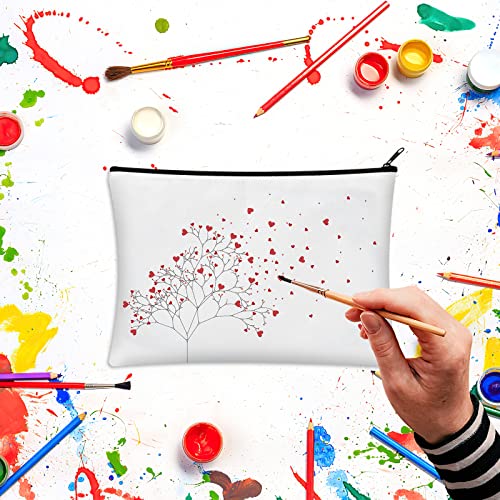 12 Pcs Sublimation Blanks Makeup Bag, Sublimation Blanks Products Cosmetic Bag Heat Transfer Zipper Polyester Pencil Bag for Women Travel Graduation Season Gift