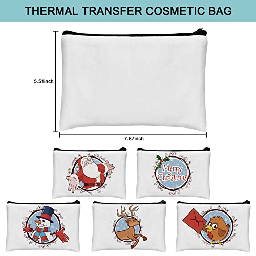 12 Pcs Sublimation Blanks Makeup Bag, Sublimation Blanks Products Cosmetic Bag Heat Transfer Zipper Polyester Pencil Bag for Women Travel Graduation Season Gift