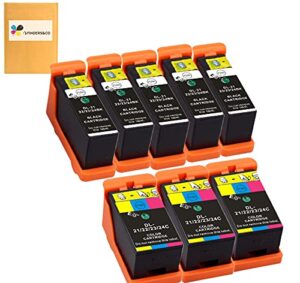 8-pack compatible dell series 21 ink cartridges replacement for dell v313w v515w p513w p713w v715w printer (5bk, 3color)