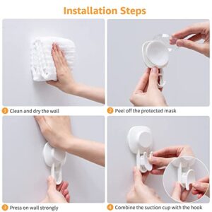 CLEVHOM Suction Cup Hooks-Removable Vacuum Suction Cup Hooks Heavy Duty-Waterproof Shower Hooks for Hanging-Strong Window Glass Kitchen Bathroom Hooks for Loofah, Robe, Towel-4 Pack