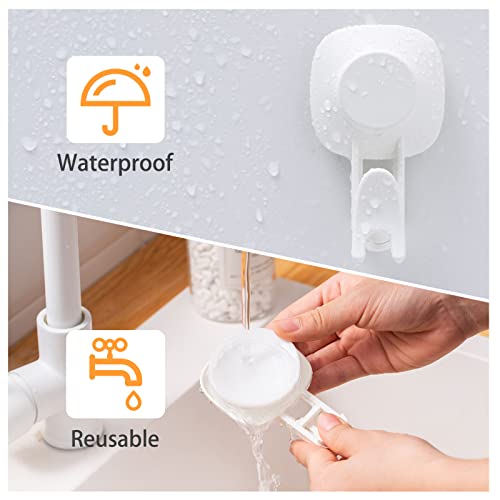 CLEVHOM Suction Cup Hooks-Removable Vacuum Suction Cup Hooks Heavy Duty-Waterproof Shower Hooks for Hanging-Strong Window Glass Kitchen Bathroom Hooks for Loofah, Robe, Towel-4 Pack