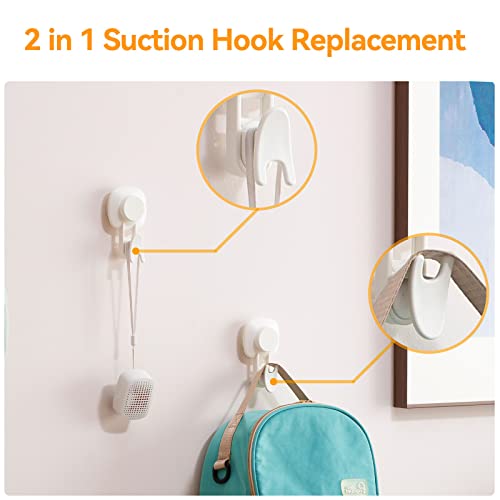 CLEVHOM Suction Cup Hooks-Removable Vacuum Suction Cup Hooks Heavy Duty-Waterproof Shower Hooks for Hanging-Strong Window Glass Kitchen Bathroom Hooks for Loofah, Robe, Towel-4 Pack