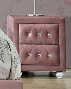 acme furniture reggie nightstand, pink fabric