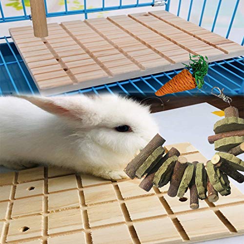 kathson Bunny Chew Toys for Teeth Grinding,Rabbit Wooden Scratch Board Feet Pad Rotatable Pet Play Toy for Chinchilla Guinea Pigs Other Rodent Pets (2 Pack Rabbit Treat)