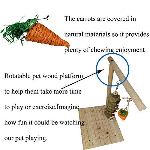 kathson Bunny Chew Toys for Teeth Grinding,Rabbit Wooden Scratch Board Feet Pad Rotatable Pet Play Toy for Chinchilla Guinea Pigs Other Rodent Pets (2 Pack Rabbit Treat)