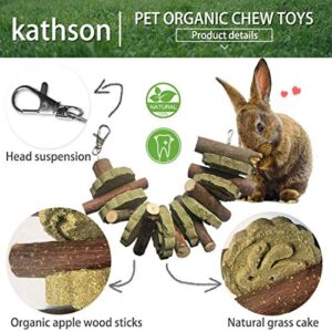 kathson Bunny Chew Toys for Teeth Grinding,Rabbit Wooden Scratch Board Feet Pad Rotatable Pet Play Toy for Chinchilla Guinea Pigs Other Rodent Pets (2 Pack Rabbit Treat)