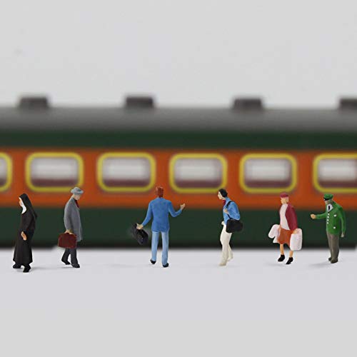 HO Scale 1:87 Standing Seated Passenger People Painted Figures for Model Train Layout (60PCS)