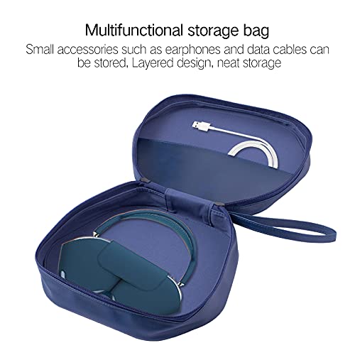 PERFECTSIGHT Smart Case Compatible for AirPods Max, PU Leather Travel Carrying Case for Headphones with Staying Power Sleep Mode, Waterproof Storage Bag for AirPods Max Accessories (Navy Blue)