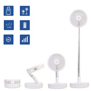 Primevolve Battery Operated Fan,Portable Rechargeable USB Floor Table Desk Fan with Adjustable Height, 4 Speed Settings Pedestal Fan for Bedroom Office Fishing Camping Travel, White 7.7"