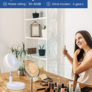 Primevolve Battery Operated Fan,Portable Rechargeable USB Floor Table Desk Fan with Adjustable Height, 4 Speed Settings Pedestal Fan for Bedroom Office Fishing Camping Travel, White 7.7"