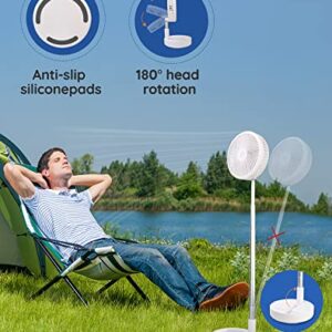 Primevolve Battery Operated Fan,Portable Rechargeable USB Floor Table Desk Fan with Adjustable Height, 4 Speed Settings Pedestal Fan for Bedroom Office Fishing Camping Travel, White 7.7"