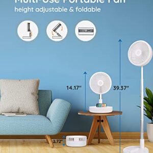 Primevolve Battery Operated Fan,Portable Rechargeable USB Floor Table Desk Fan with Adjustable Height, 4 Speed Settings Pedestal Fan for Bedroom Office Fishing Camping Travel, White 7.7"