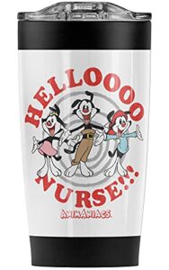 logovision animaniacs hello nurse stainless steel tumbler 20 oz coffee travel mug/cup, vacuum insulated & double wall with leakproof sliding lid | great for hot drinks and cold beverages