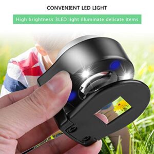 30X Coin Magnifier, USB Rechargeable 6 Lights Portable Metal Eye Loupe Sewing Magnifying Glass for Textile Optical Jewelry Tool Coins Currency Stamps (Black)