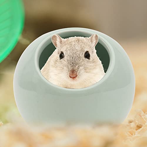 POPETPOP Small Animal Pet House Ceramic Nest Cool Bed Hamster Hideout House Hut Cave for Chinchillas Hamster Gerbils Hedgehog Green