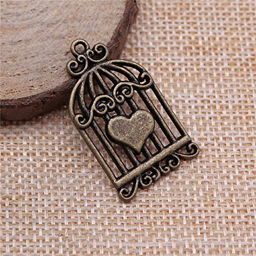 20pcs 20x33mm 2 Colors Bird Cage Pendant Heart Birdcage Pendant Bird Cage Charm (ancient bronze)