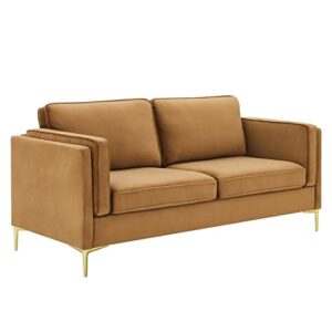 modway kaiya sofas, cognac