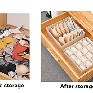 3 Pack Foldable Drawer Organizers ,Socks and Underwear Organizer , Storage Box for Clothes, Handkerchiefs, Ties and Bras (apricot)