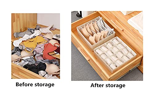 3 Pack Foldable Drawer Organizers ,Socks and Underwear Organizer , Storage Box for Clothes, Handkerchiefs, Ties and Bras (apricot)