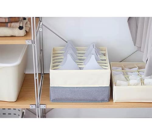 3 Pack Foldable Drawer Organizers ,Socks and Underwear Organizer , Storage Box for Clothes, Handkerchiefs, Ties and Bras (apricot)