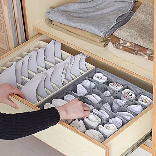 3 Pack Foldable Drawer Organizers ,Socks and Underwear Organizer , Storage Box for Clothes, Handkerchiefs, Ties and Bras (apricot)