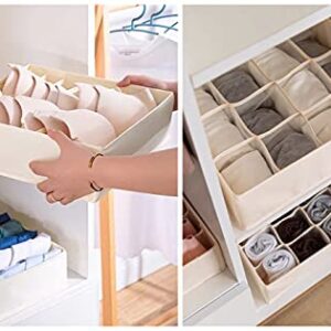 3 Pack Foldable Drawer Organizers ,Socks and Underwear Organizer , Storage Box for Clothes, Handkerchiefs, Ties and Bras (apricot)