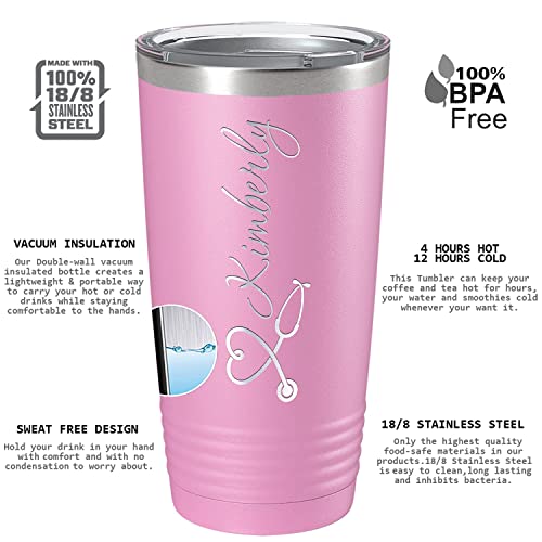 Personalized Heart Stethoscope Nurse, RN, LPN, CNA, CMA, MA Laser Engraved on Lilac 20 oz Stainless Steel Tumbler with Lid - Insulated Cup - Travel Mug